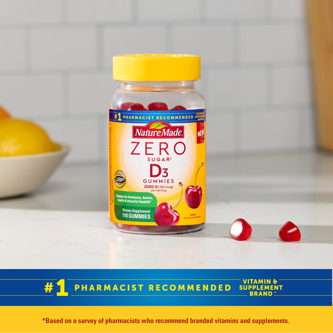 Zero Sugar‡ Vitamin D3 Gummies 2000 IU Per Serving & Nature Made®