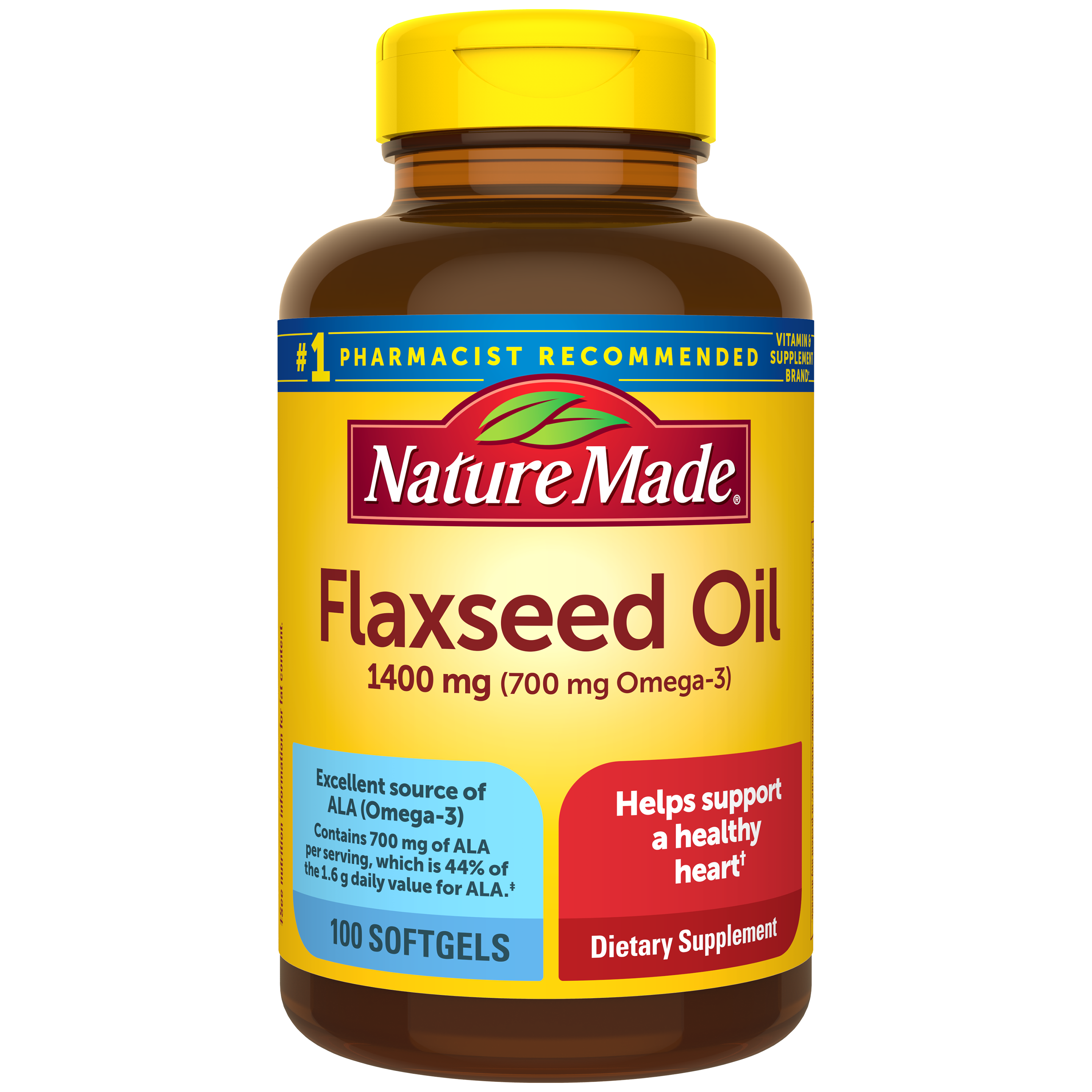 Flaxseed Oil 1400 mg Softgel | Supports a Healthy Heart | Nature Made®