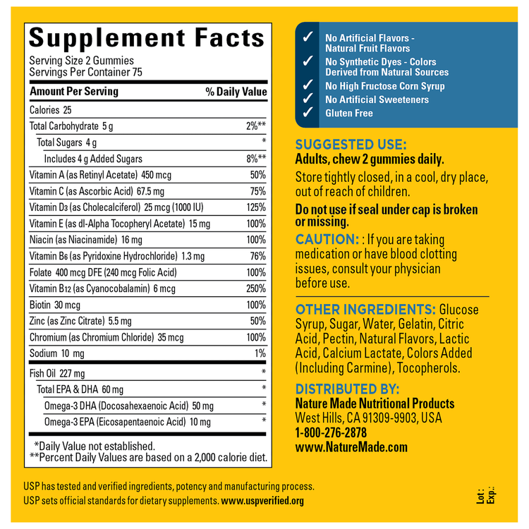 Multi Vitamins Plus Omega-3 for Him Gummies | Nature Made®