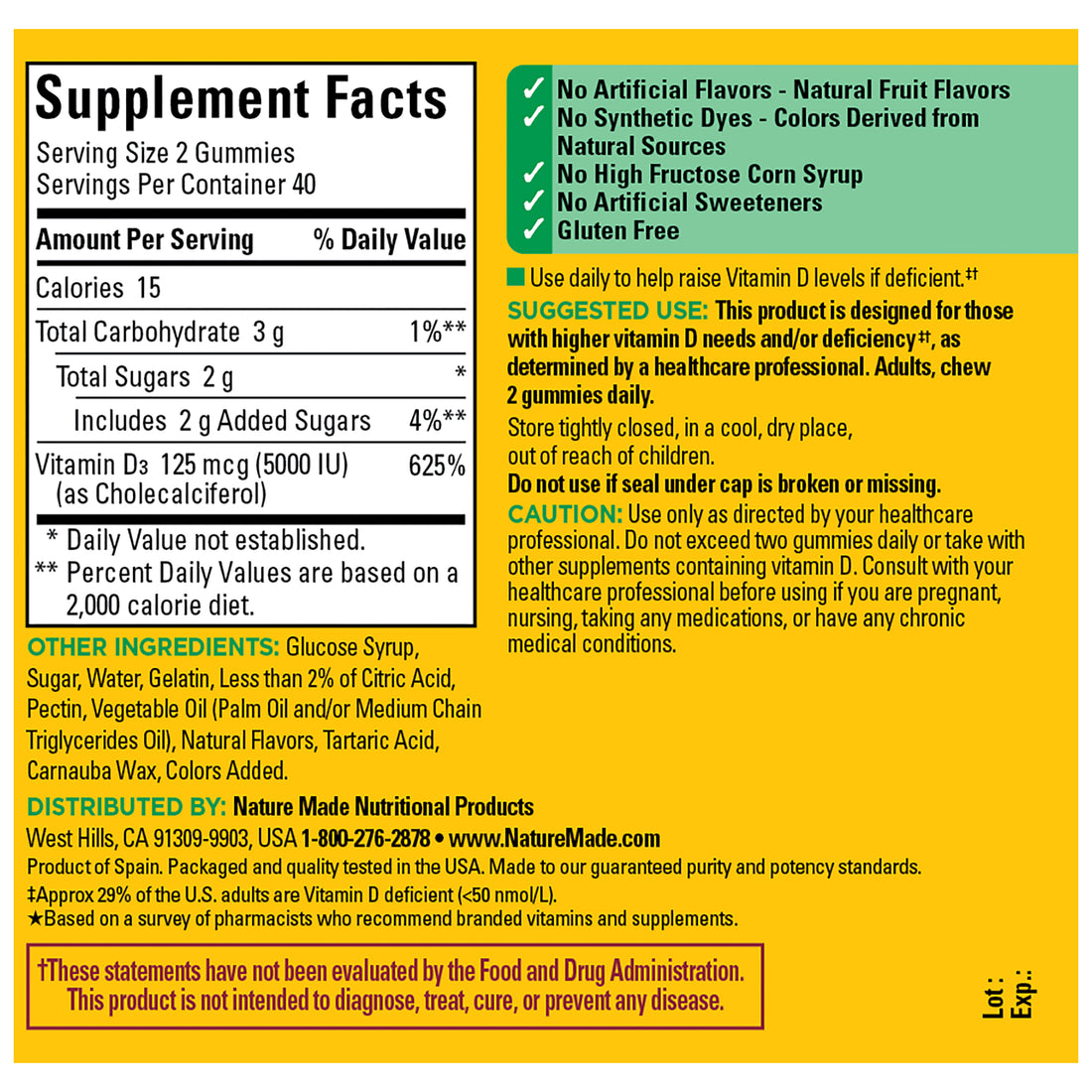 Vitamin D Extra Strength 5000 IU (125 mcg) Gummies & Nature Made®