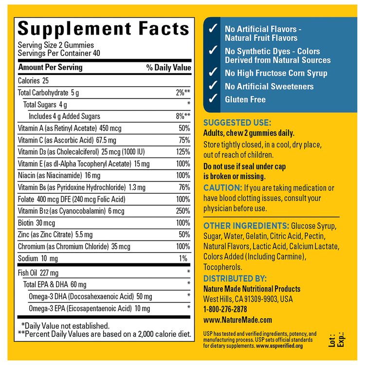 Multi Vitamins Plus Omega-3 for Him Gummies | Nature Made®