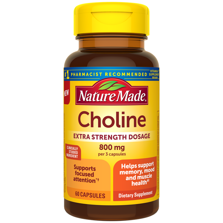Choline Extra Strength Dosage 800 Mg Per 3 Capsules & Nature Made®