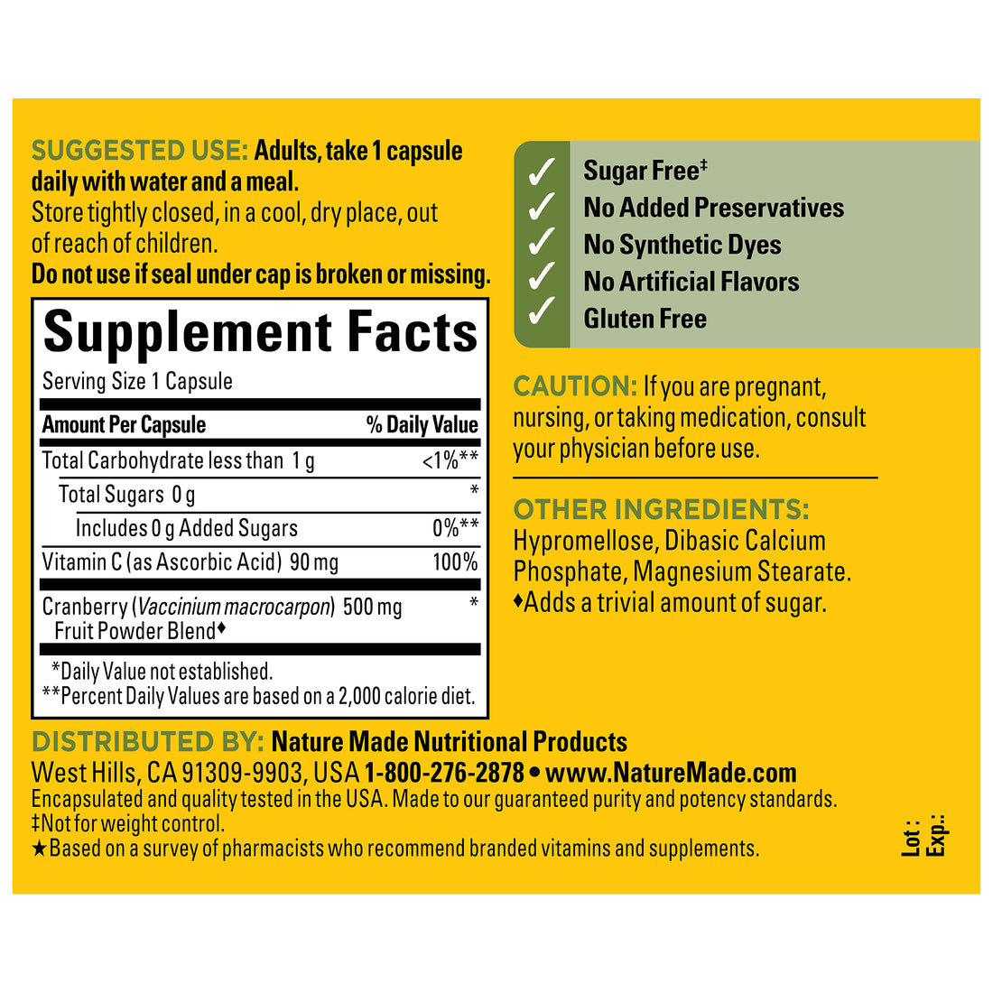 Cranberry Capsules 500 Mg With Vitamin C & Nature Made®