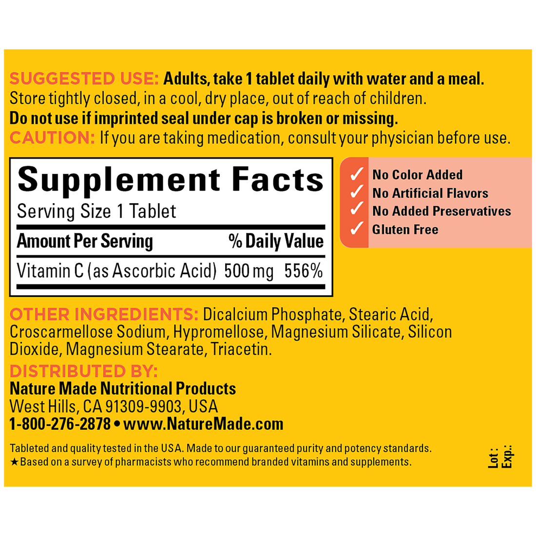 Vitamin C 500 mg Tablets | Neutralize Free Radicals | Nature Made®