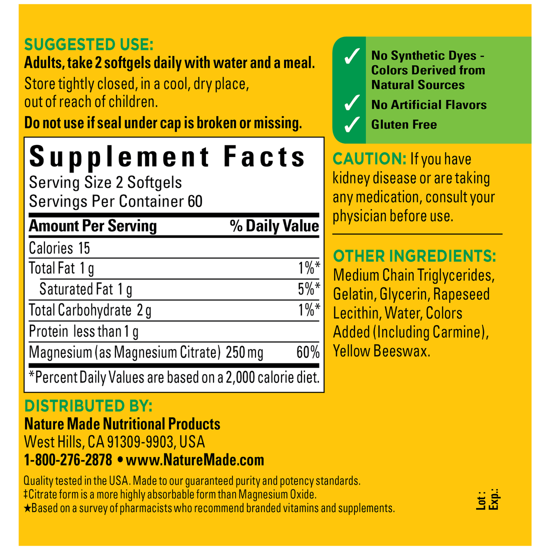 High Absorption Magnesium Citrate 250 mg Softgels & Nature Made®